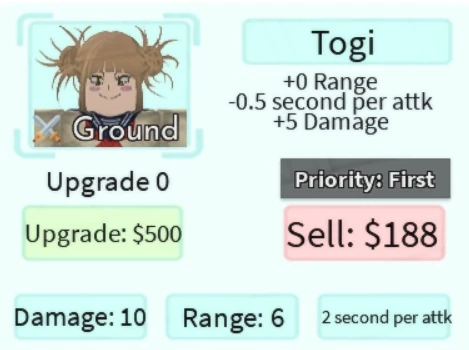 Togi (Himiko Toga) | Roblox: All Star Tower Defense Wiki | Fandom