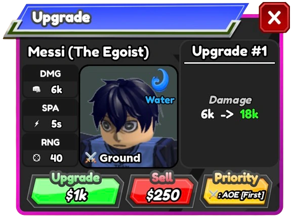 Messi (The Egoist) - Isagi | Roblox: All Star Tower Defense Wiki | Fandom