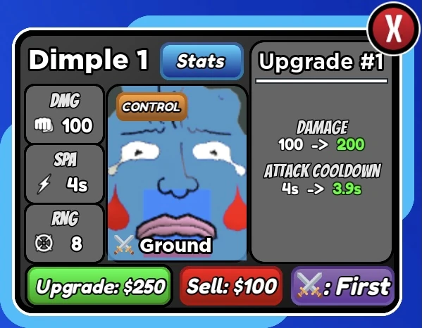 Dimple 1 (Sad Dimple) | Roblox: All Star Tower Defense Wiki | Fandom