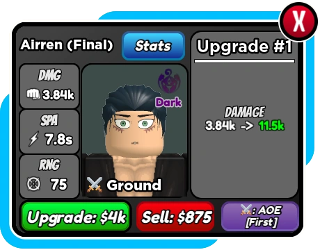 Airren (Final) - Eren (Timeskip) | Roblox: All Star Tower Defense Wiki ...