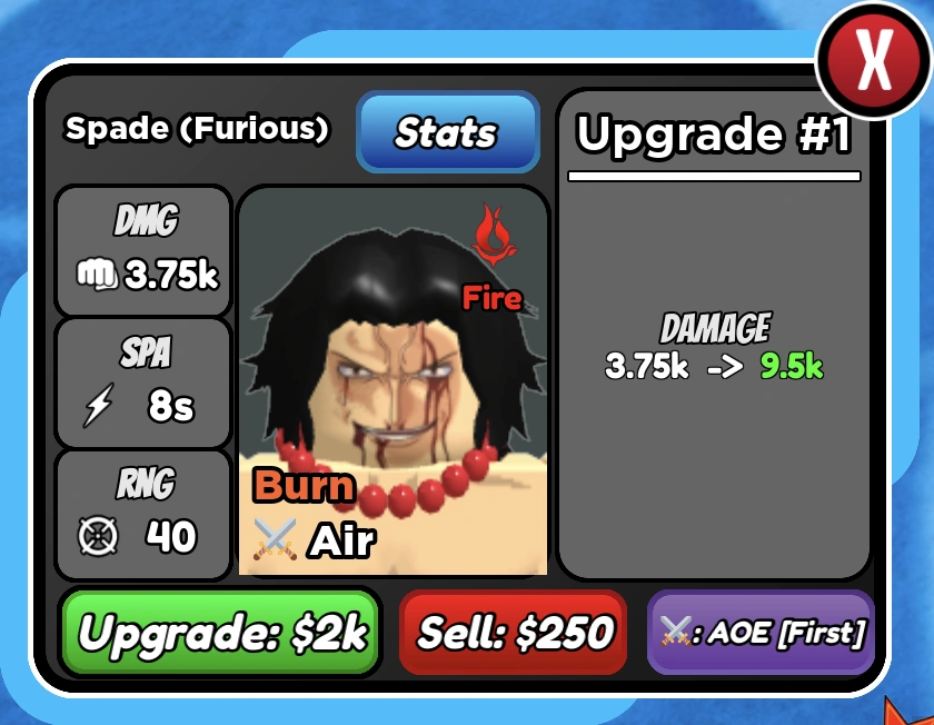 Spade (Furious) - Portgas D. Ace | Roblox: All Star Tower Defense Wiki ...