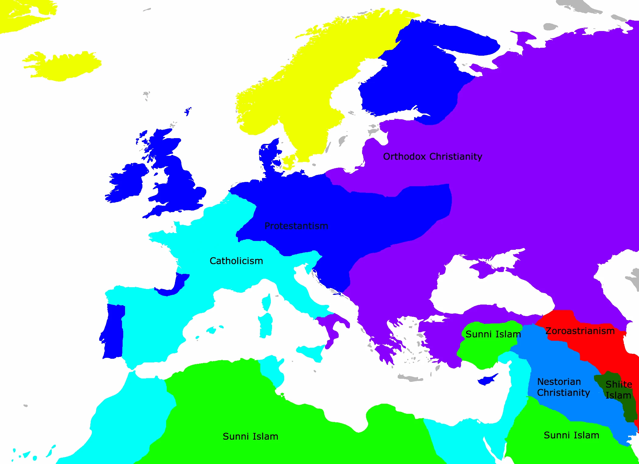 Map Of Religions In Europe Europe Map Map Genealogy Map