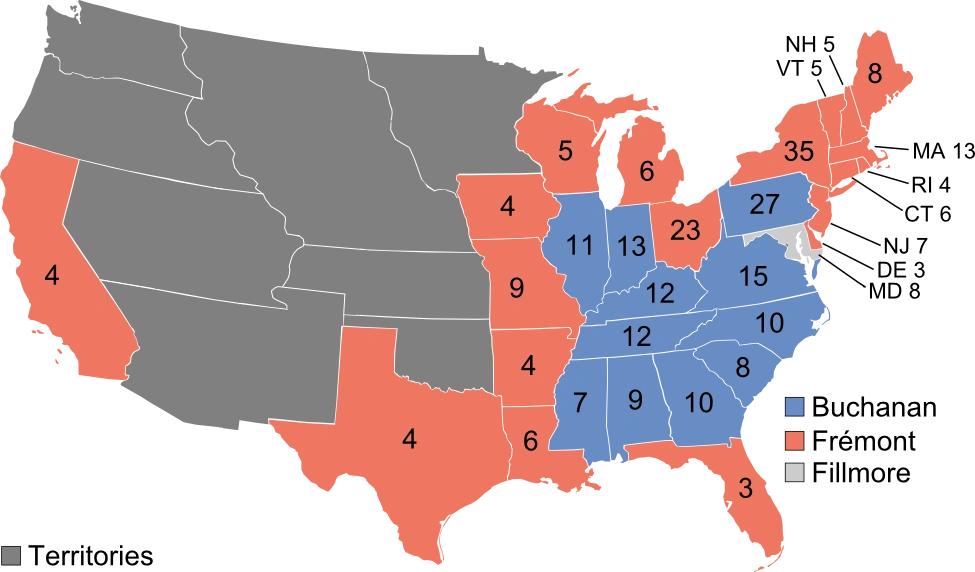 Election Of 1856 Map History Of The United States Presidential