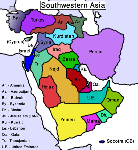 Political Map Of Southwest Asia