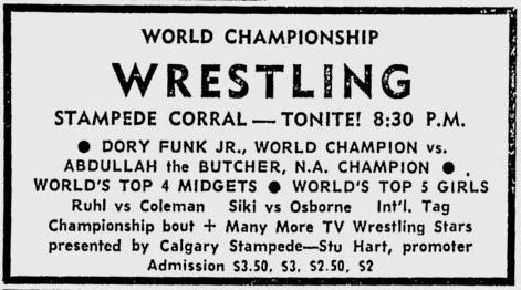 Calgary, AB - July 10, 1970 | Amarillo Wrestling Wiki | Fandom