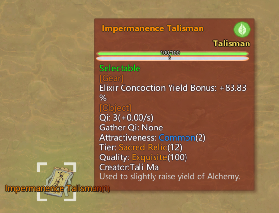 Impermanence Talisman Amazing Cultivation Simulator Wiki Fandom