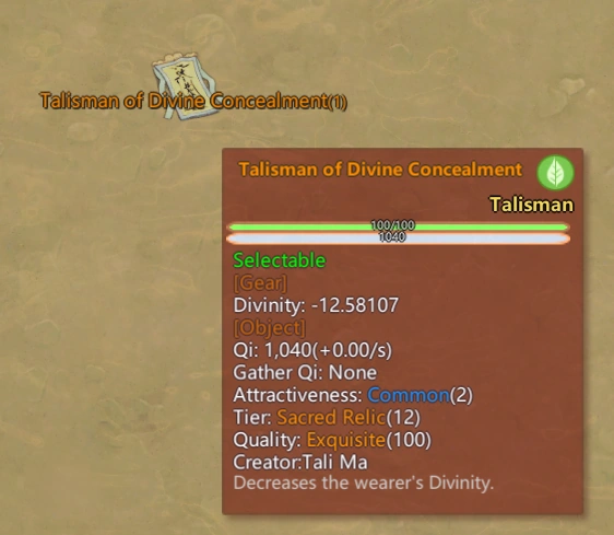 Talisman of Divine Concealment | Amazing Cultivation Simulator Wiki ...