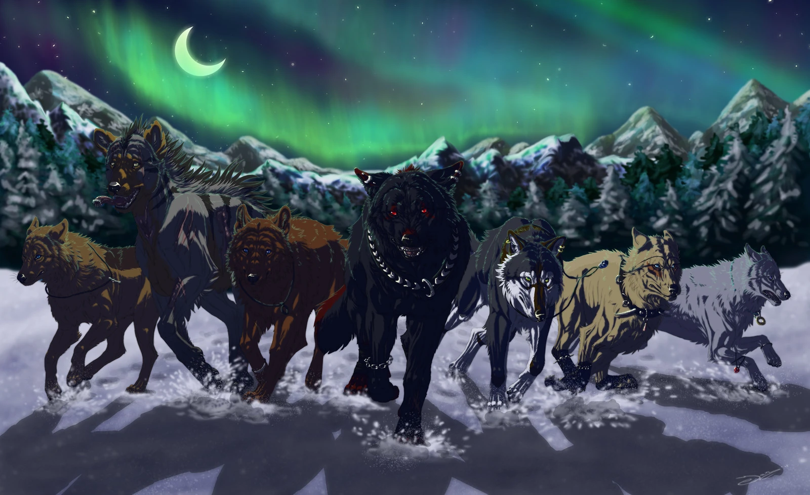 Anime Wolf Pack Wallpaper