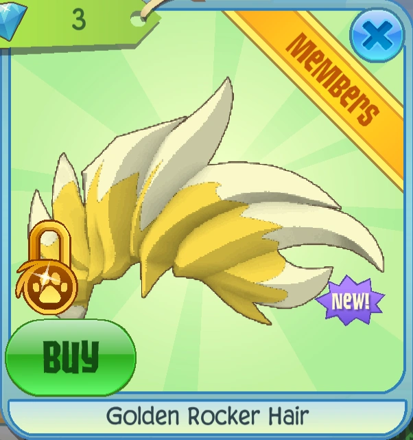 Golden Rocker Hair | Animal Jam Classic Wiki | Fandom