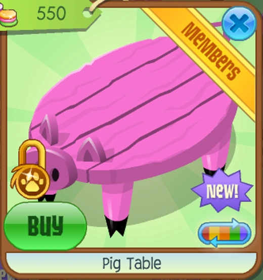 Pig Table | Animal Jam Classic Wiki | Fandom