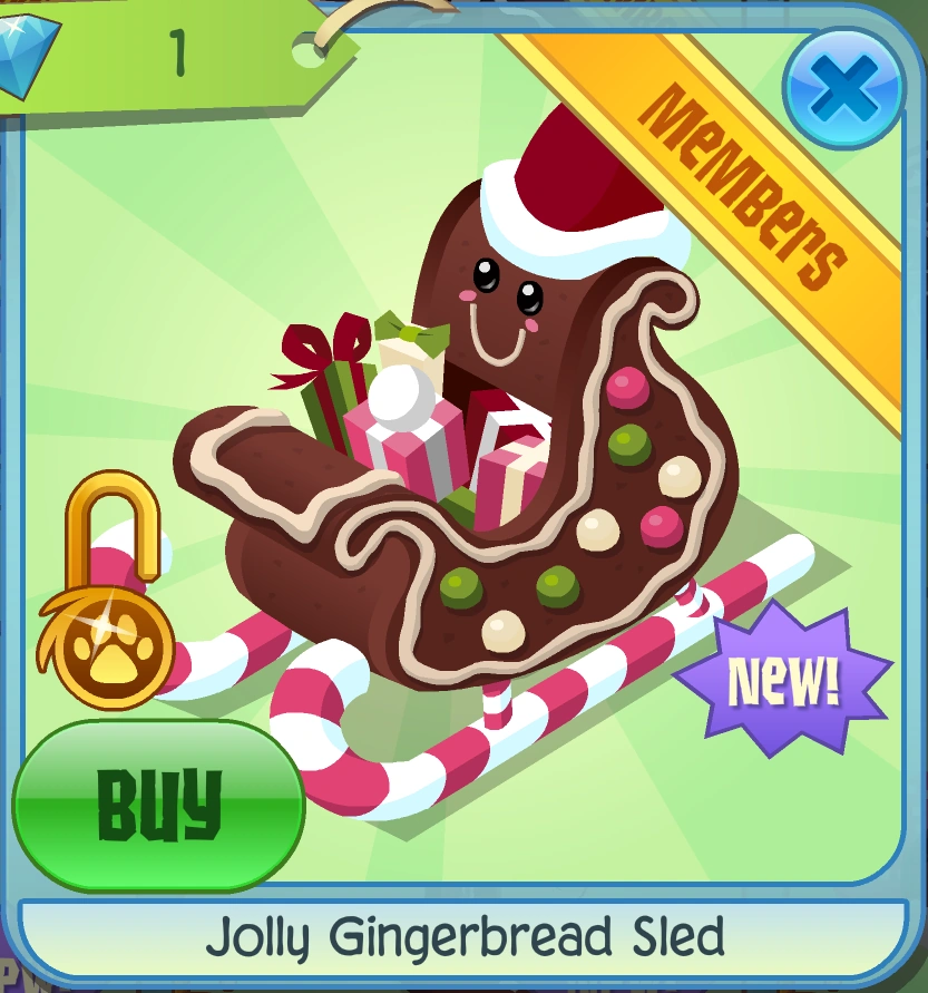 Jolly Gingerbread Sled | Animal Jam Classic Wiki | Fandom