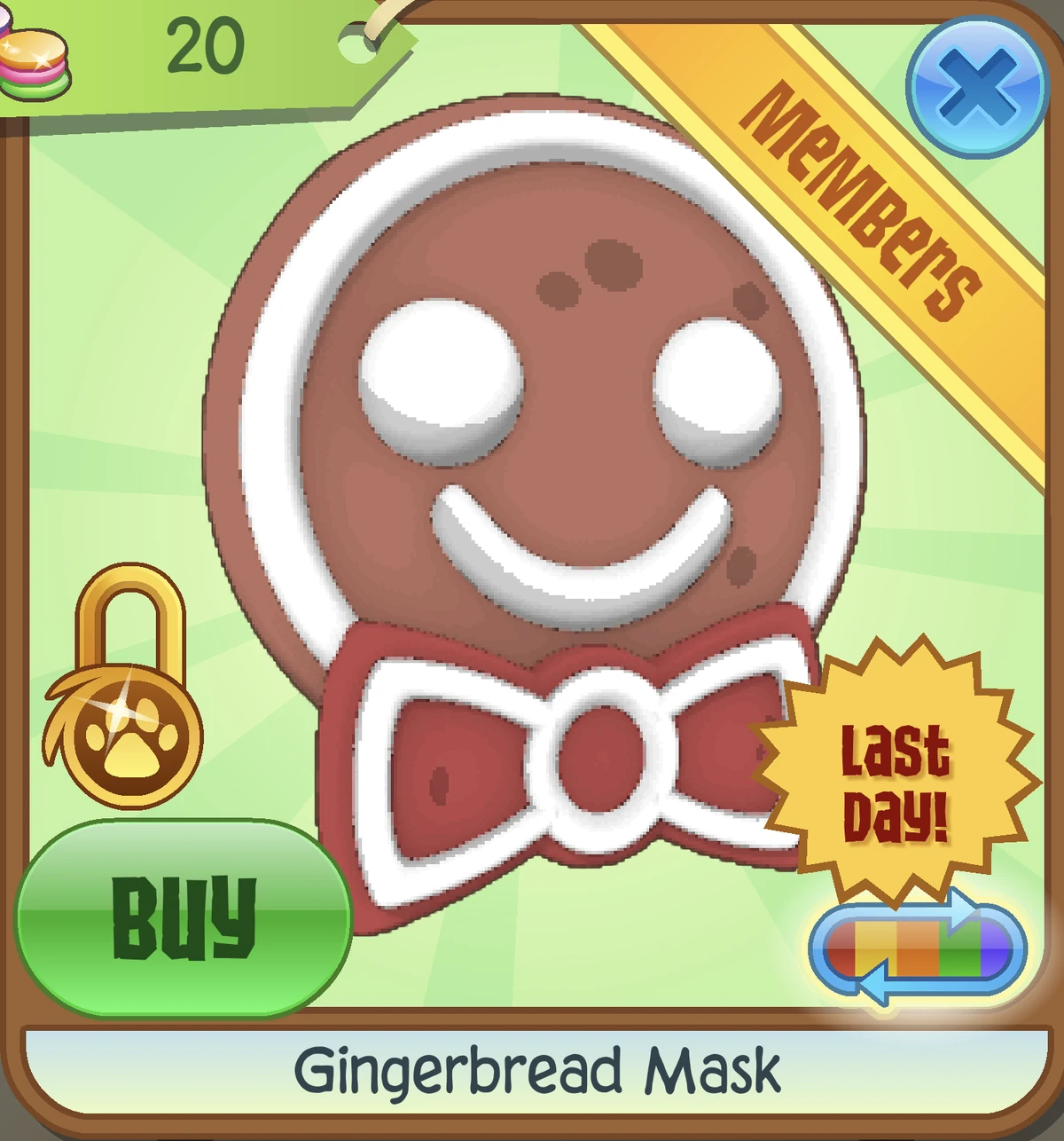 Gingerbread Mask (Members) | Animal Jam Classic Wiki | Fandom