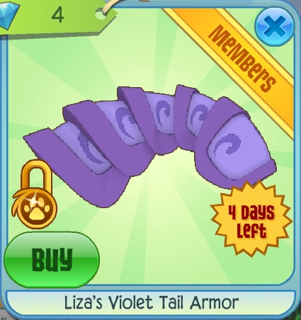 Liza's Violet Tail Armor | Animal Jam Classic Wiki | Fandom