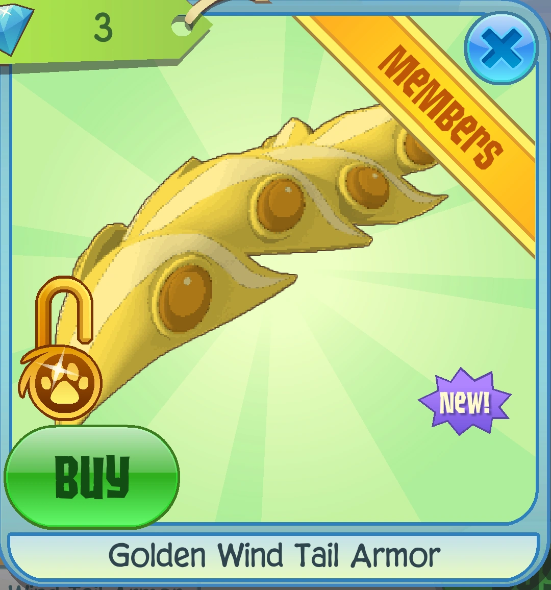 Golden Wind Tail Armor | Animal Jam Classic Wiki | Fandom