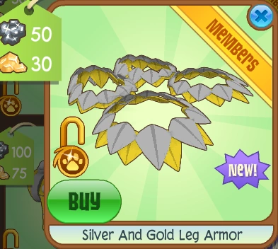 Silver And Gold Leg Armor | Animal Jam Classic Wiki | Fandom
