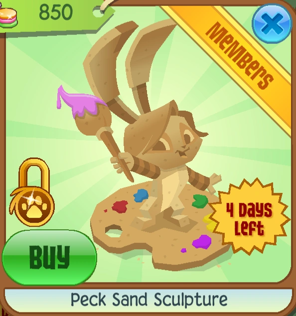 Peck Sand Sculpture | Animal Jam Classic Wiki | Fandom
