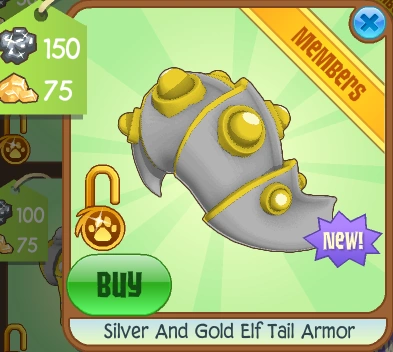 Silver And Gold Elf Tail Armor | Animal Jam Classic Wiki | Fandom