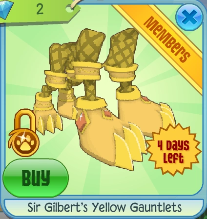 Sir Gilbert's Yellow Gauntlets | Animal Jam Classic Wiki | Fandom