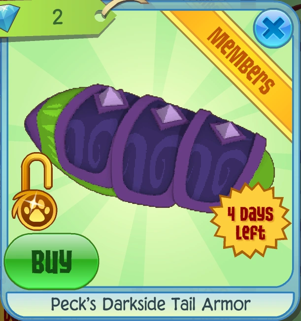Peck's Darkside Tail Armor | Animal Jam Classic Wiki | Fandom