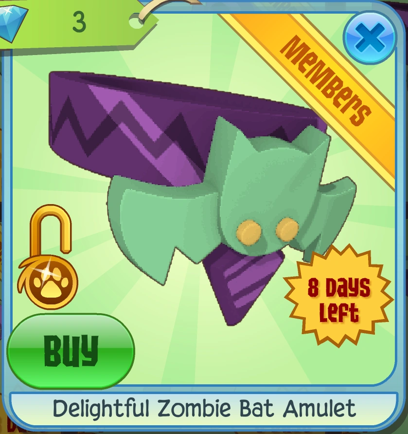 Delightful Zombie Bat Amulet | Animal Jam Classic Wiki | Fandom
