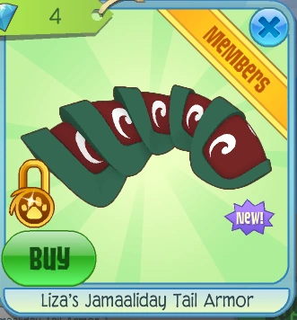 Liza's Jamaaliday Tail Armor | Animal Jam Classic Wiki | Fandom