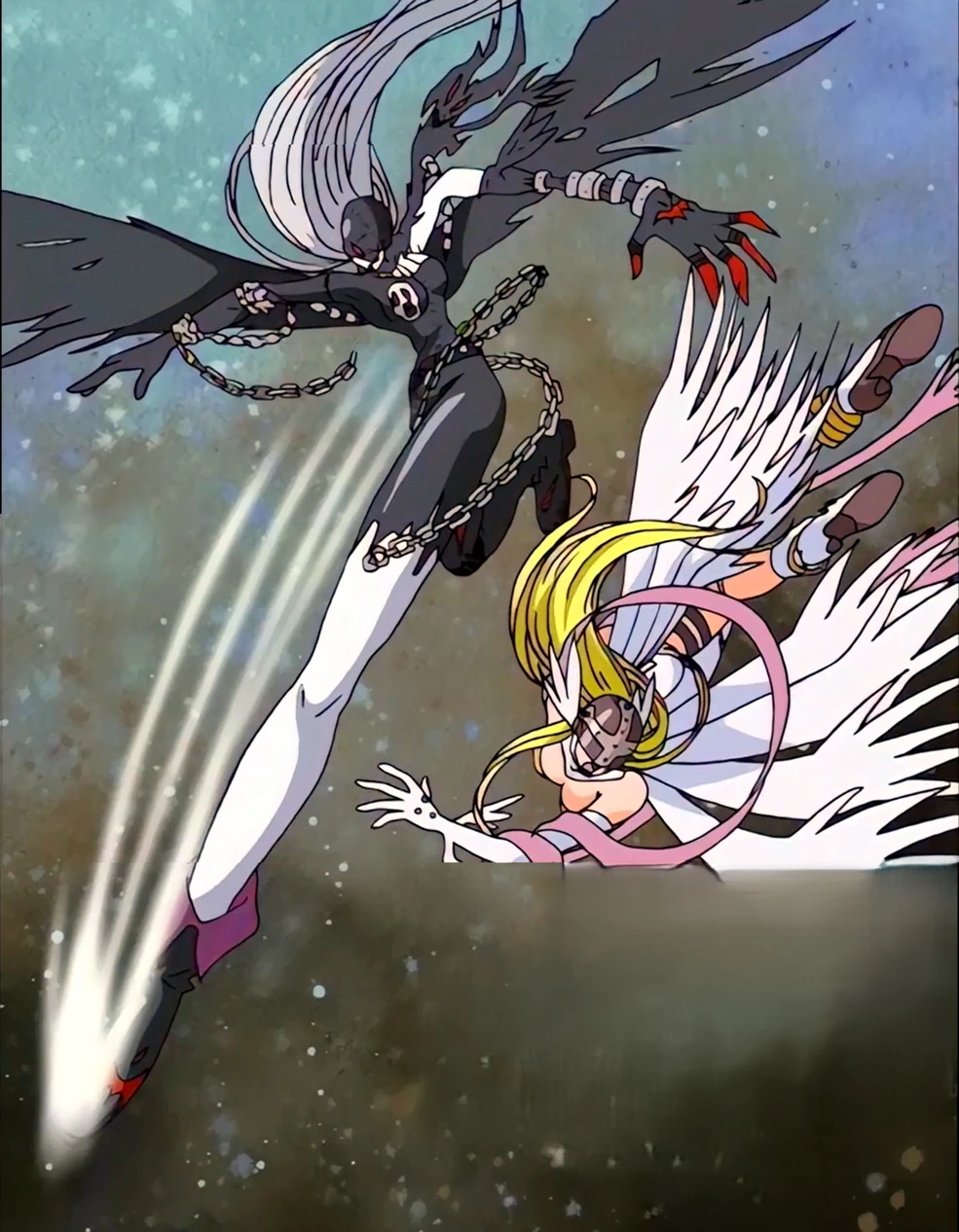 Angewomon And Ladydevimon Fight