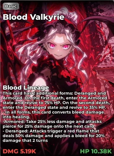 Card Index - Blood Valkyrie | Anime Card Clash official Wiki | Fandom