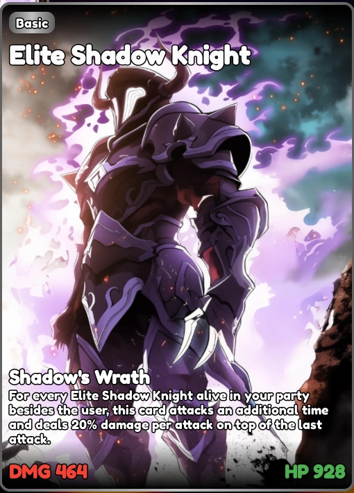 Card Index - Elite Shadow Knight | Anime Card Clash official Wiki | Fandom