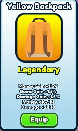 Yellow Backpack | Merge Anime Simulator Wiki | Fandom