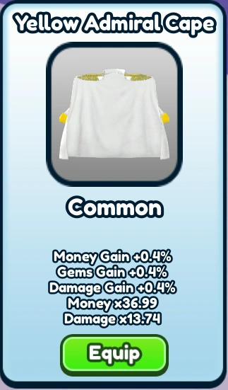 Yellow Admiral Cape | Merge Anime Simulator Wiki | Fandom