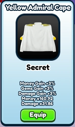 Yellow Admiral Cape | Merge Anime Simulator Wiki | Fandom