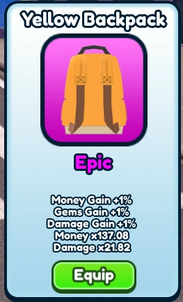 Yellow Backpack | Merge Anime Simulator Wiki | Fandom