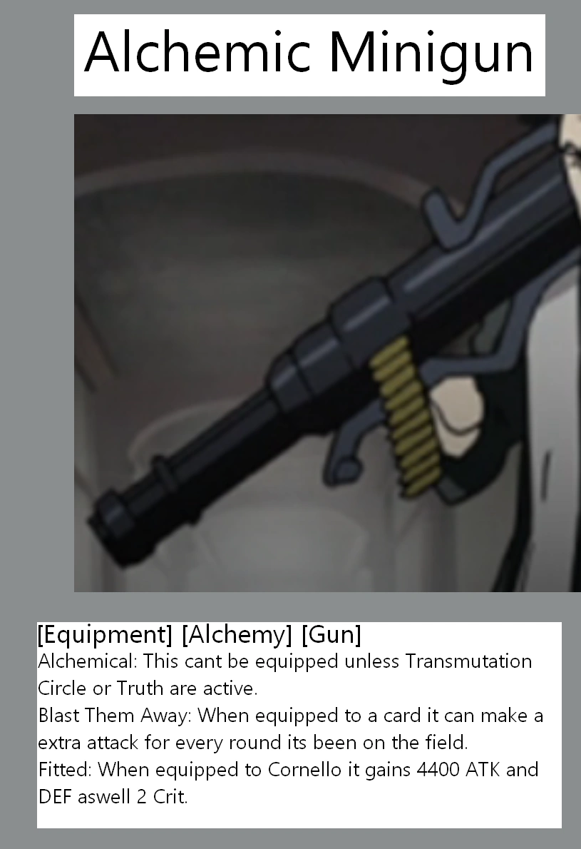Alchemic Minigun | Anime Showdown 2 Wiki | Fandom