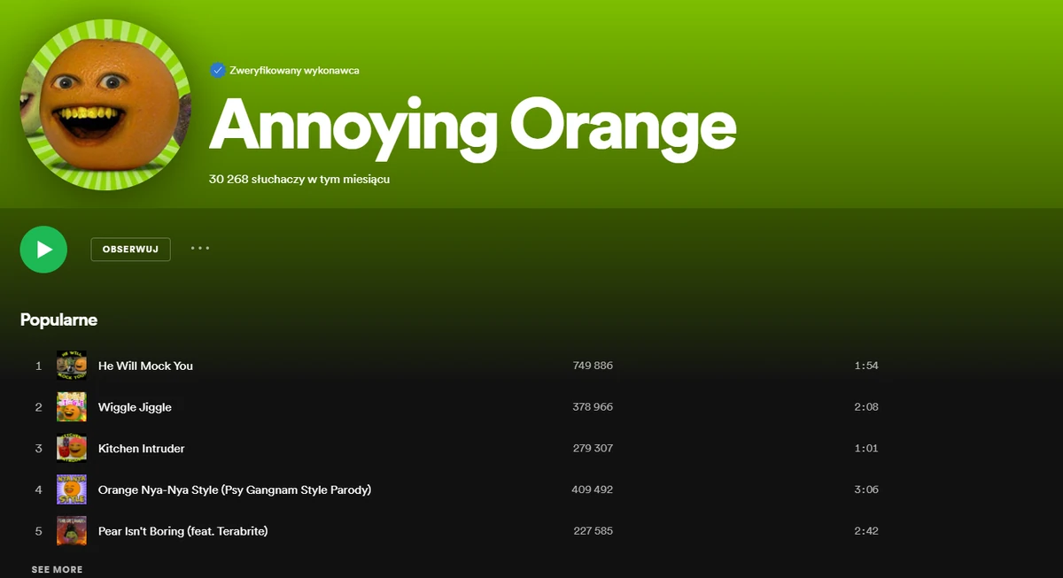 Annoying Orange Spotify page | Annoying Orange Wiki | Fandom
