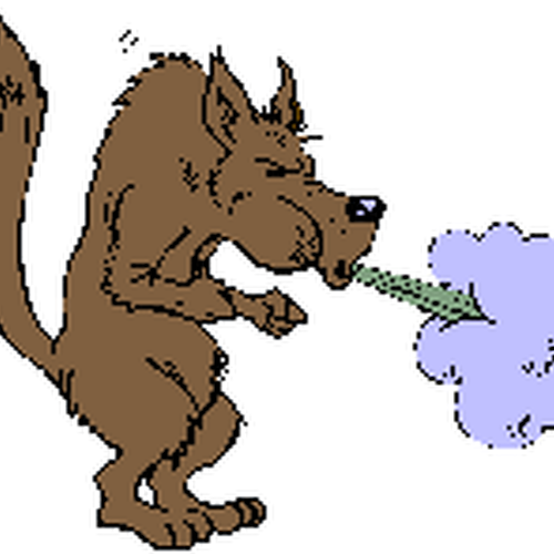 Wolf Blowing House Down