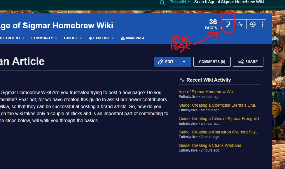 Guide: Posting an Article | Age of Sigmar Homebrew Wiki | Fandom