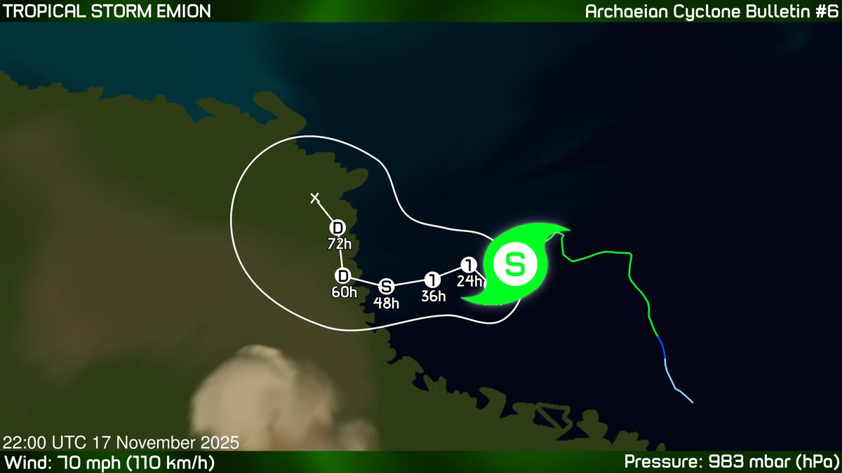 ARCHAEIAN CYCLONE BULLETIN No. 6 - Tropical Storm EMION | Archaeian ...