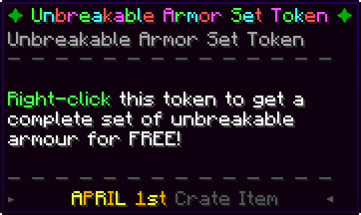 Unbreakable Armor Set Token | Applecraft Rarities Wiki | Fandom