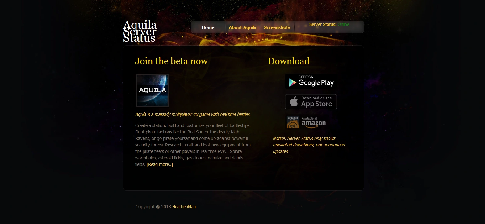Serverstatus | Aquila: First Contact Wiki | Fandom