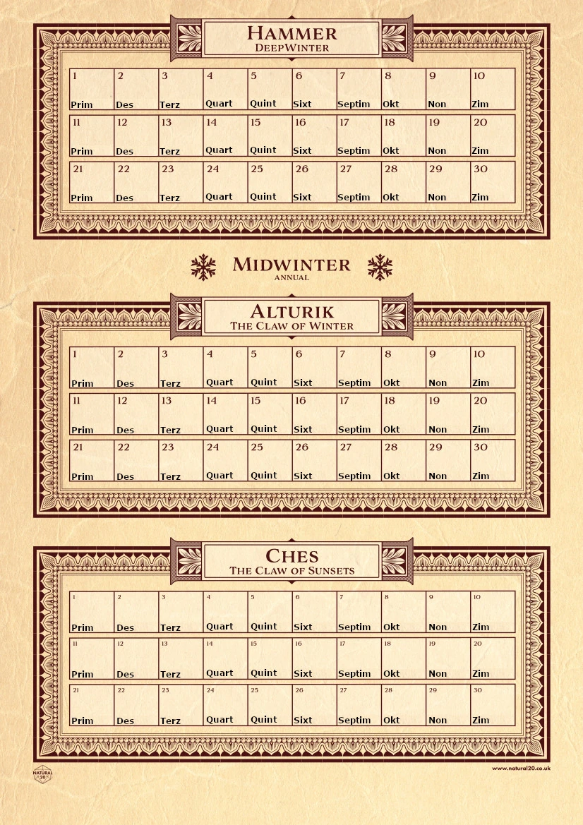 Kalender | Arendal Wiki | Fandom