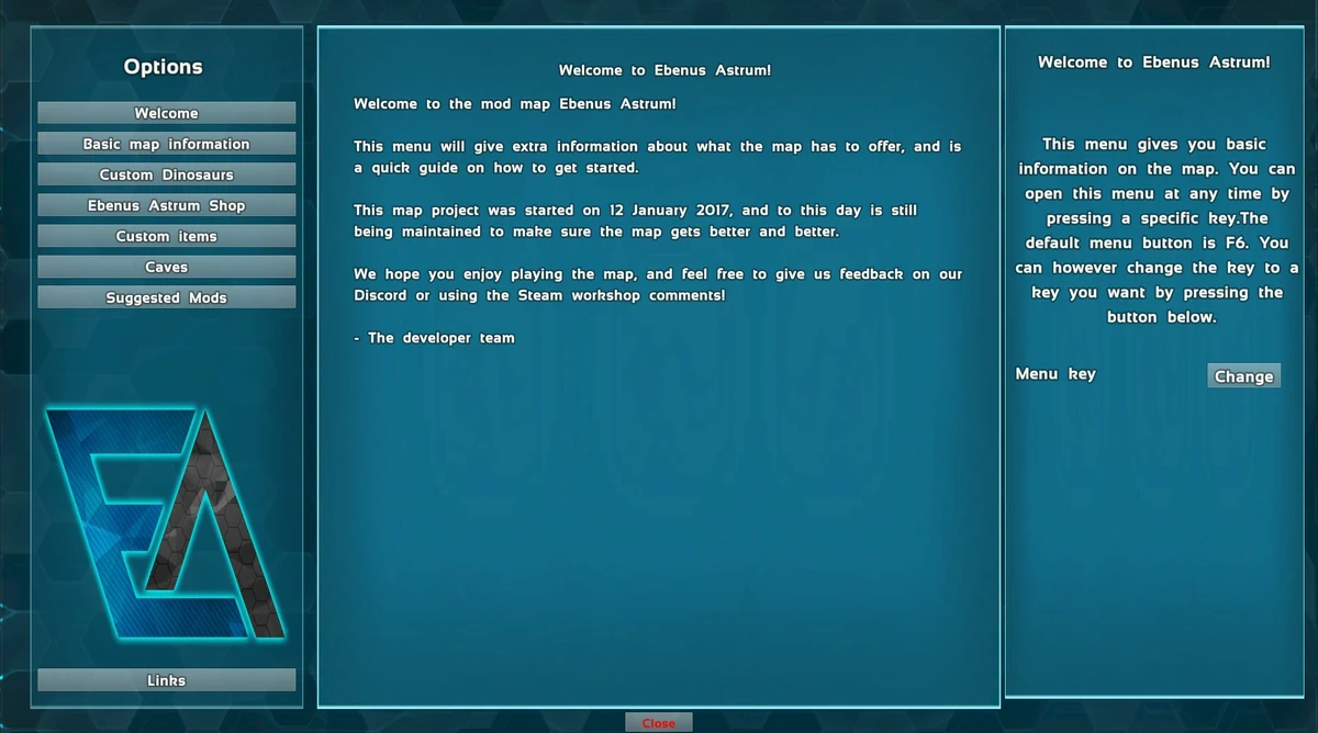 Mod:Ebenus Astrum/EA Interactive Menu - ARK: Survival Evolved Wiki