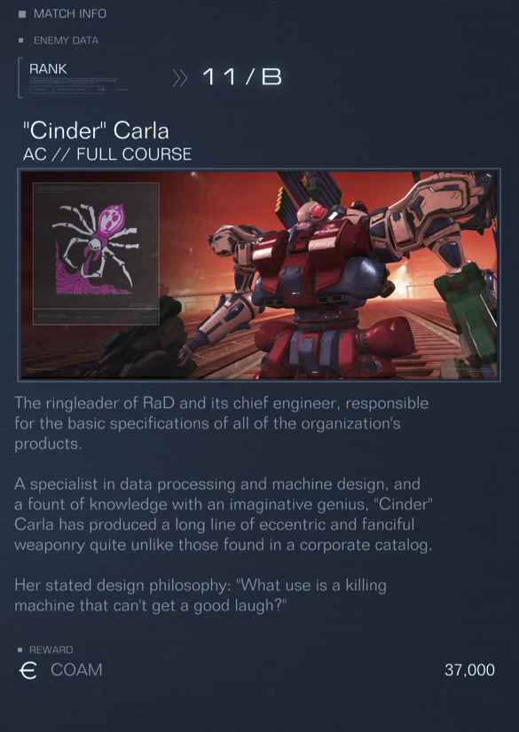 "Cinder" Carla | Armored Core Wiki | Fandom