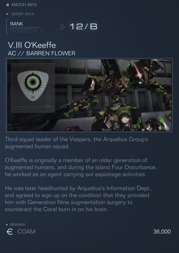 V.III O'Keeffe | Armored Core Wiki | Fandom