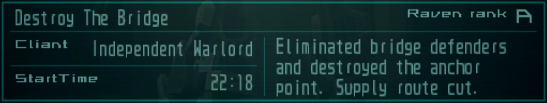 Destroy The Bridge | Armored Core Wiki | Fandom