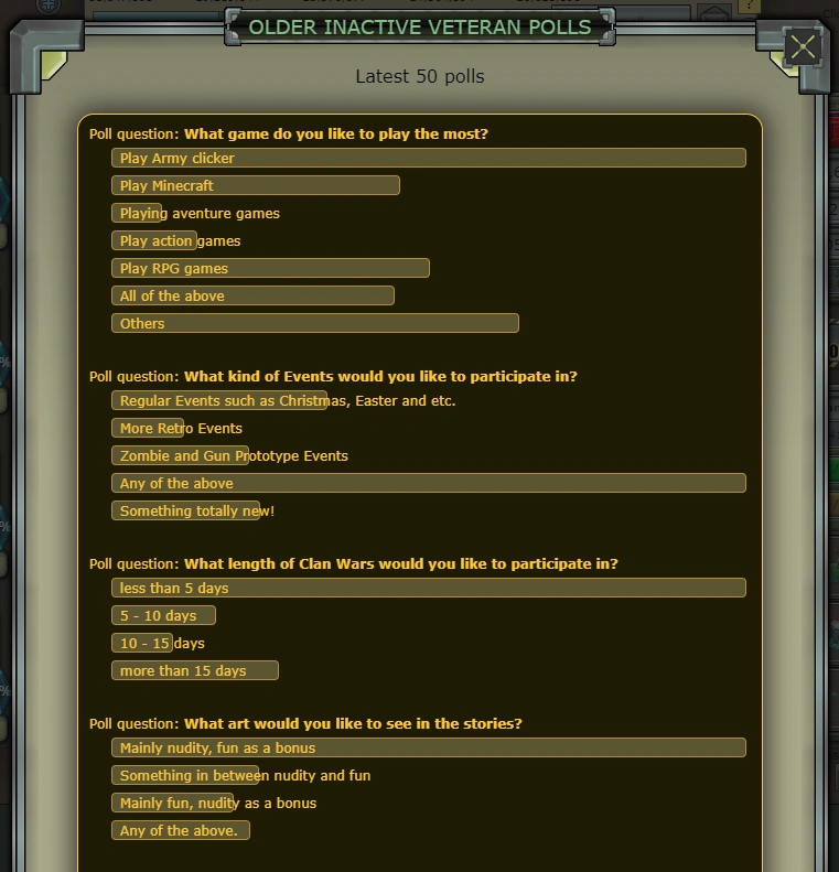Polls | Army Clicker Wiki | Fandom