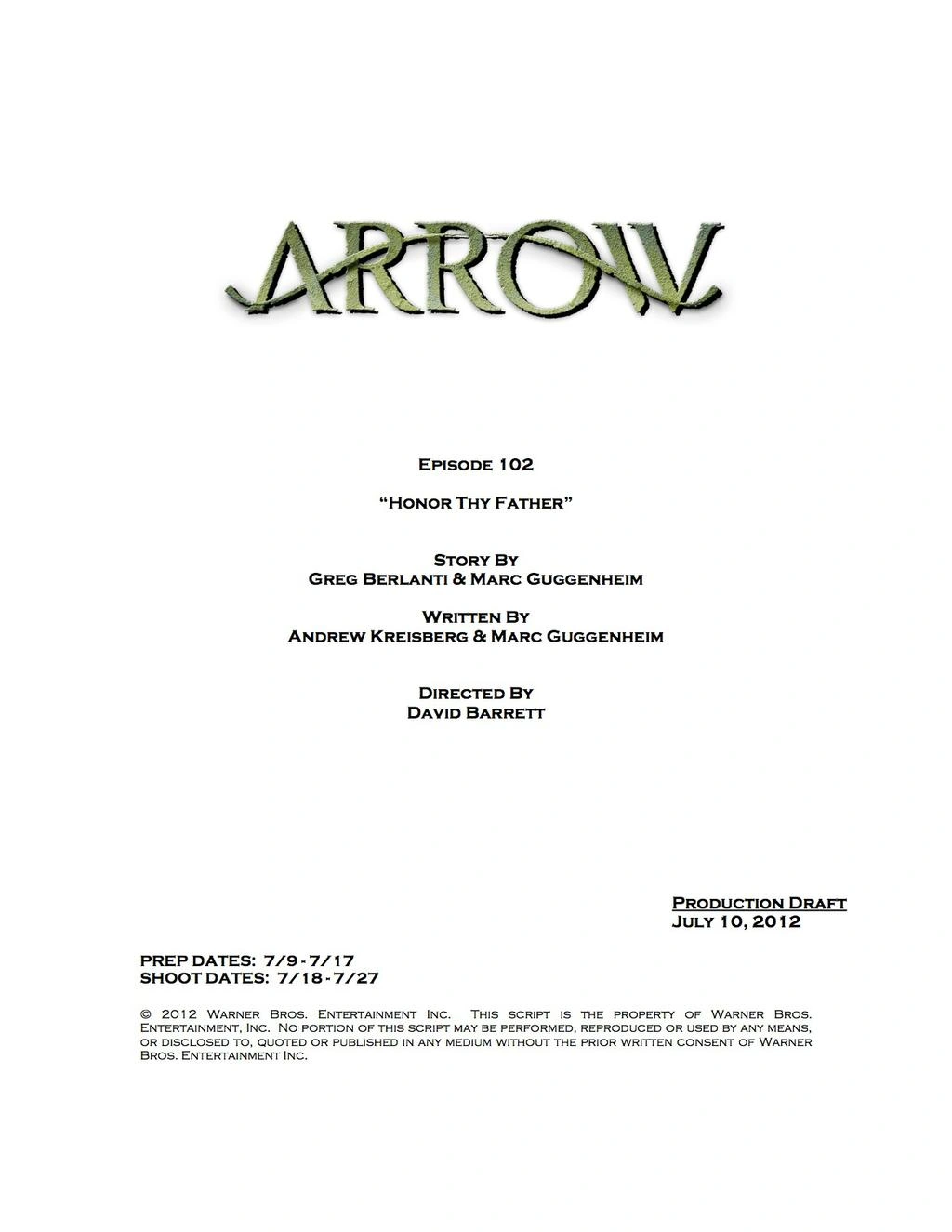List of script title pages | Arrowverse Wiki | Fandom