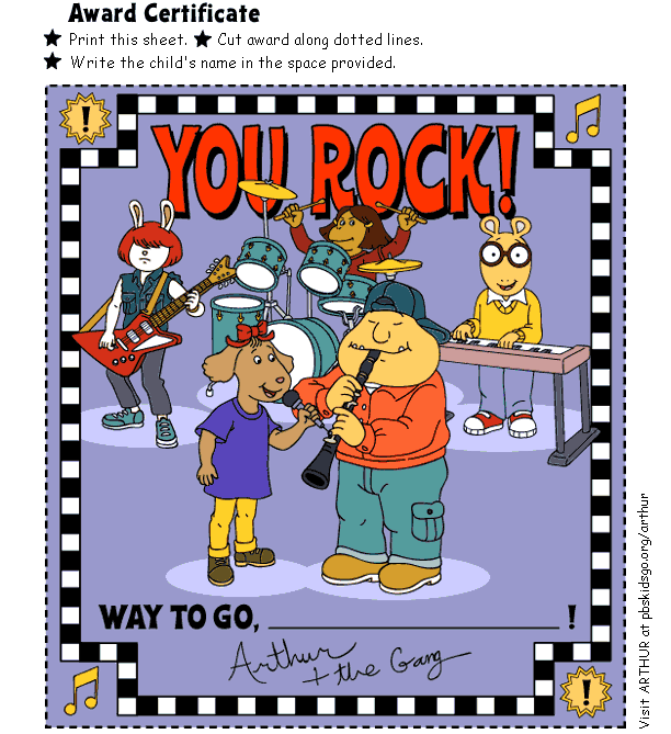 Arthur Award Certificate | Arthur Wiki | Fandom