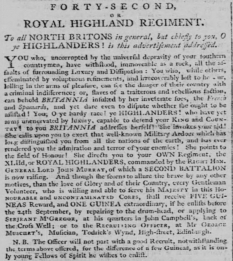 42nd (Royal Highland) Regiment of Foot | American Revolutionary War ...