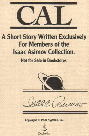 Cal (book) | Asimov | Fandom