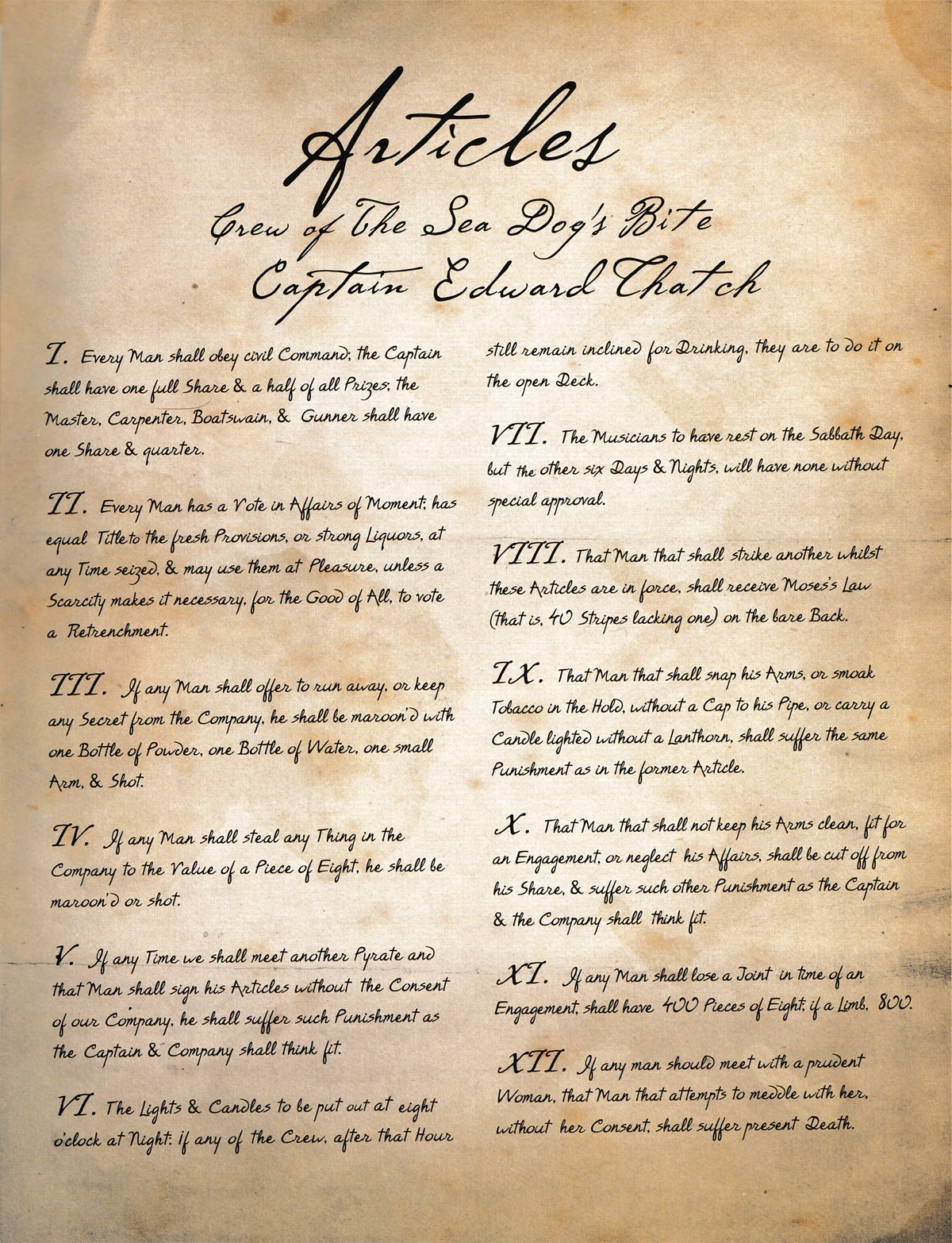 Pirate code of Edward Thatch | Assassin's Creed Wiki | Fandom